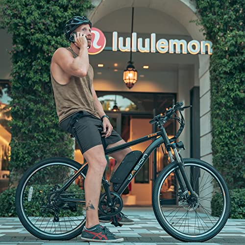 Jasion EB5 Electric Bike for Adults with 360Wh Removable Battery, 40Miles 20MPH Commuting Electric Mountain Bike with 350W Brushless Motor, Shimano 7 Speed, 26" Tires and Front Fork Suspension