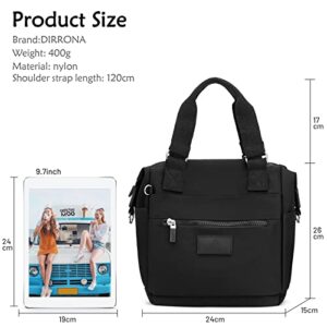 DIRRONA Fashion Womens Bag Nylon Women Shoulder Bag Casual Travelling Ladies Messenger Bag Multi Pockets Medium Size Waterproof Nylon Handbag Bags School Daily Use Black