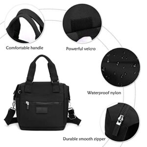 DIRRONA Fashion Womens Bag Nylon Women Shoulder Bag Casual Travelling Ladies Messenger Bag Multi Pockets Medium Size Waterproof Nylon Handbag Bags School Daily Use Black