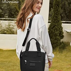 DIRRONA Fashion Womens Bag Nylon Women Shoulder Bag Casual Travelling Ladies Messenger Bag Multi Pockets Medium Size Waterproof Nylon Handbag Bags School Daily Use Black