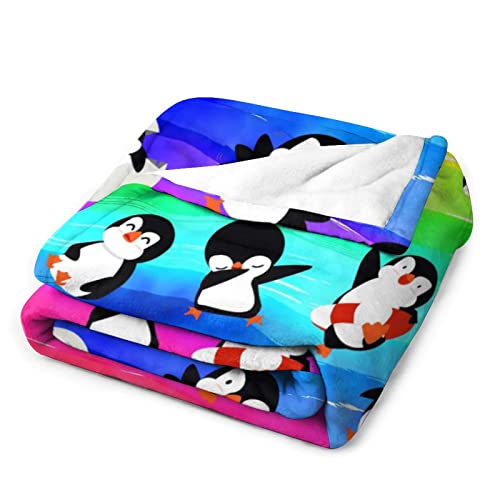 Animal Penguin Blanket Ultra Soft Penguins Flannel Fleece Throw Blankets Lightweight Microfiber Fun Art Bedding for Sofa Bed Couch Travel 50"X40"