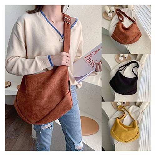 Big Suede Crossbody Bags for Women Girls Casual School Hobos Ladies Shoulder Messenger Bags Spring (Color : Black)