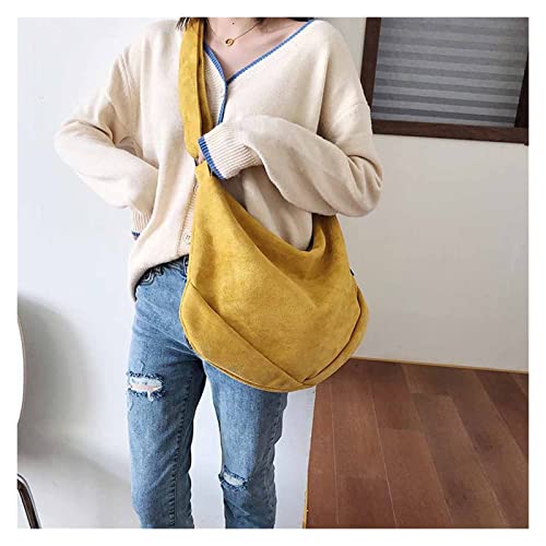 Big Suede Crossbody Bags for Women Girls Casual School Hobos Ladies Shoulder Messenger Bags Spring (Color : Black)