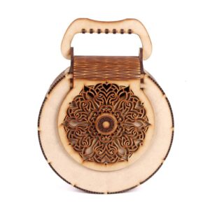 krupsadhya women’s handcrafted wooden light weight unique purse handbag by krupasadhya (purse 376)