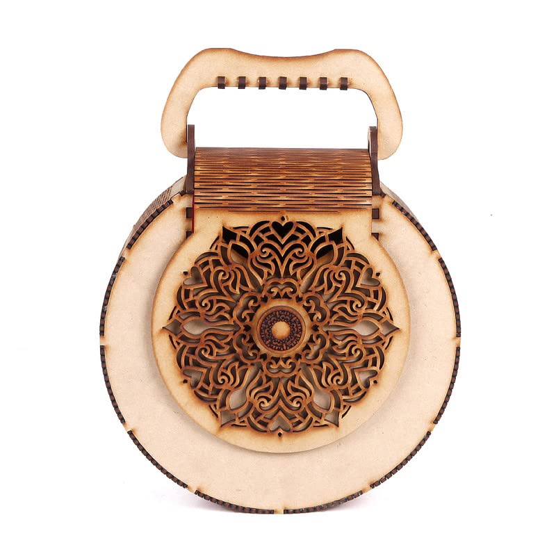 Krupsadhya Women's Handcrafted Wooden Light Weight Unique Purse Handbag By Krupasadhya (PURSE 376)