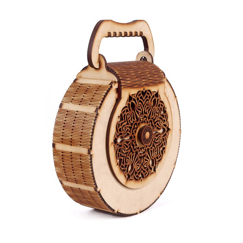 Krupsadhya Women's Handcrafted Wooden Light Weight Unique Purse Handbag By Krupasadhya (PURSE 376)