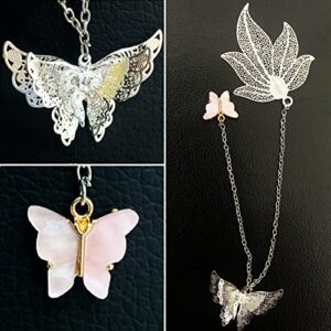 2 Pack Metal Leaf Bookmark with 3D Butterfly Pendant Unique Gift for Teachers Women Mothers Day Christmas Valentine's Day Butterfly Book Marks for Students Book Lovers Christian Lady Readers