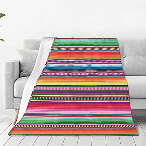 Mexican Blanket Serape Stripe Pattern Colorful Full Fleece Throw Cloak Wearable Blanket Flannel Fluffy Comforter Quilt Nursery Bedroom Bedding King Size Plush Soft Cozy Air Conditioner Blanket