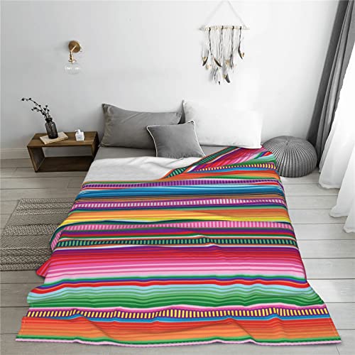 Mexican Blanket Serape Stripe Pattern Colorful Full Fleece Throw Cloak Wearable Blanket Flannel Fluffy Comforter Quilt Nursery Bedroom Bedding King Size Plush Soft Cozy Air Conditioner Blanket