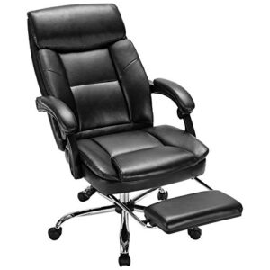 office chair, ergonomic high back computer chair with reversible footrest height adjustable desk chair, black