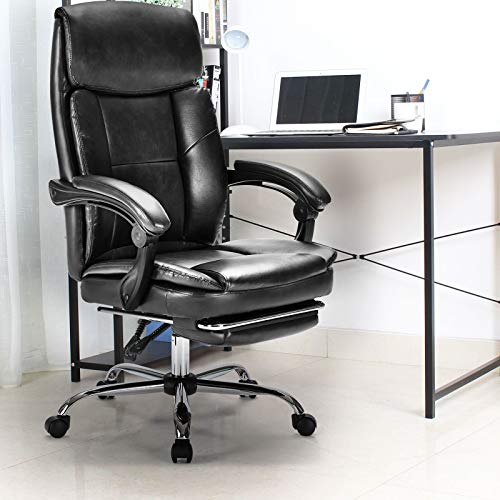 Office Chair, Ergonomic High Back Computer Chair with Reversible Footrest Height Adjustable Desk Chair, Black