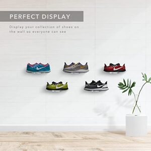 Clear Floating Shoe Display Shelf Wall Mounted Sneaker Shelves - 10 pack with screws, sticky tape, screwdriver and travel bag