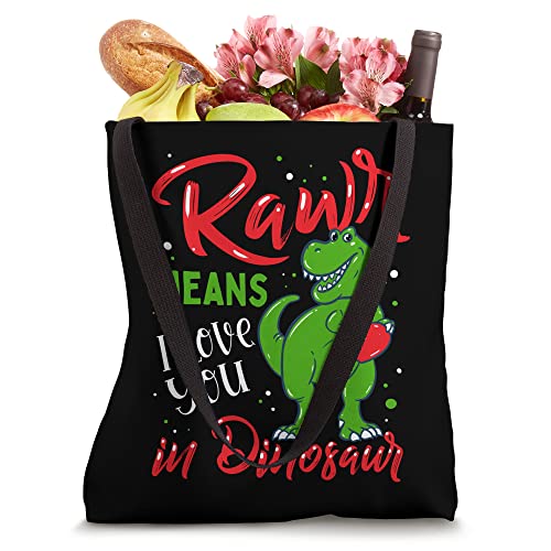 Rawr Means I Love You In Dinosaur Heart T-Rex Valentines Day Tote Bag