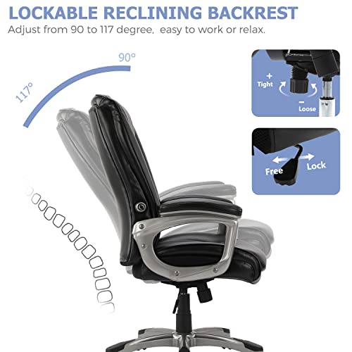 Office Chair, Ergonomic High Back Computer Chair Height Adjustable Desk Chair with Adjustable Built-in Lumbar Support, Black