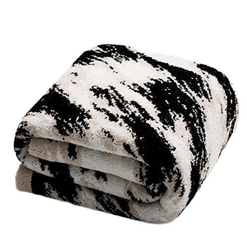 YIRUIO Cheetah Print Throw Blanket Cozy Warm Super Soft Fuzzy Knitted Cream Black for Chair Bed Sofa Couch Travel Gift (Snow Cheetah