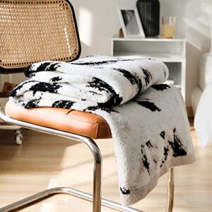 YIRUIO Cheetah Print Throw Blanket Cozy Warm Super Soft Fuzzy Knitted Cream Black for Chair Bed Sofa Couch Travel Gift (Snow Cheetah