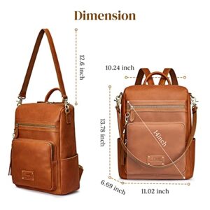 S-ZONE Genuine Leather Women Backpack Purse Vintage Fashion Shoulder Bag Travel Schoolbag Daypack with Tassel Luggage Sleeve