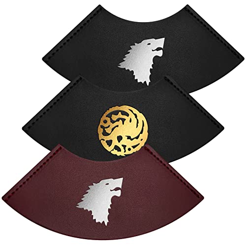 PalProt Gama of Thrones Bookmark, Bookmarks with Imprint of Stark Wolf & Targaryen Dragon Bookmark, Corner Book Marker | Made of Leather & Handcrafted, Gift for Gama of Thrones Fan, Book Lovers(3PCS)