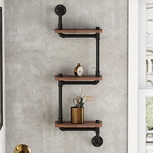 LBSLMJB Industrial Pipe Shelving, Modern Wood Ladder Pipe Shelves with Wood Planks, Retro Rustic DIY Floating Shelves Wall Mounted for Bar Kitchen Living Room