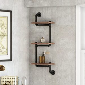 LBSLMJB Industrial Pipe Shelving, Modern Wood Ladder Pipe Shelves with Wood Planks, Retro Rustic DIY Floating Shelves Wall Mounted for Bar Kitchen Living Room