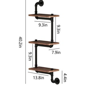 LBSLMJB Industrial Pipe Shelving, Modern Wood Ladder Pipe Shelves with Wood Planks, Retro Rustic DIY Floating Shelves Wall Mounted for Bar Kitchen Living Room