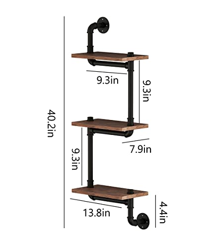 LBSLMJB Industrial Pipe Shelving, Modern Wood Ladder Pipe Shelves with Wood Planks, Retro Rustic DIY Floating Shelves Wall Mounted for Bar Kitchen Living Room