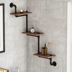 LBSLMJB Industrial Pipe Shelving, Modern Wood Ladder Pipe Shelves with Wood Planks, Retro Rustic DIY Floating Shelves Wall Mounted for Bar Kitchen Living Room