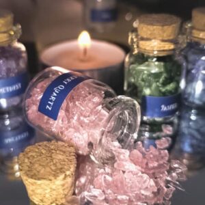 Spell Crystals in Bottles | Crystals for Witchcraft | Mini Crystals for Spell Jars (50 Bottle Set)