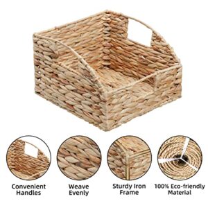 OUTBROS Water Hyacinth Wicker Storage Baskets, Hand-Woven Baskets with Handles, Nesting Wicker Basket Sets, Waterproof Woven Storage Baskets for Shelves, 3-Pack