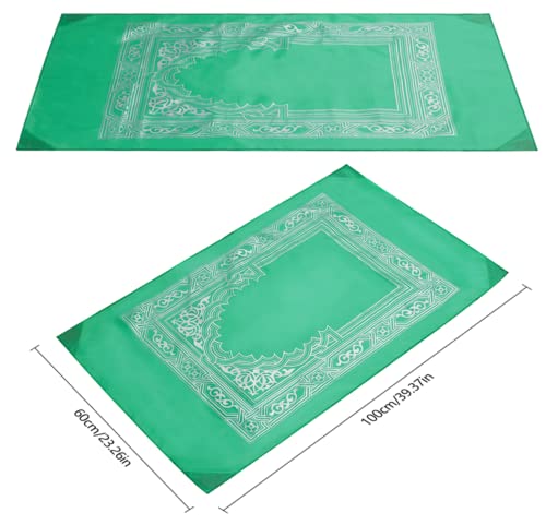 HAHTGSO Prayer Rug, Prayer Rug Muslim Travel Prayer Mat Pocket Prayer Mat, Pockets Prayer Rug Mat Pockets Prayer Rug Mat Muslim Sets Islam Prayer Mat Travel Essentials 60x100cm (Grass Green)