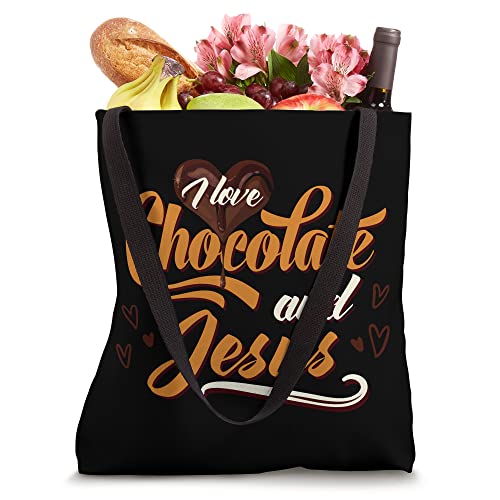 I Love Chocolate And Jesus Chocolate Tote Bag