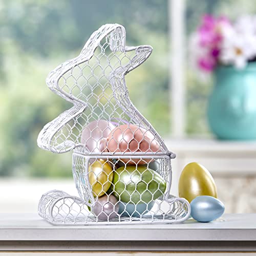 Wire Easter Rabbit Shaped Storage Basket - Holiday Home Accent