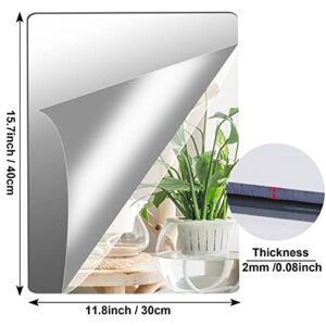 JUNEBRUSHS 4 Pack Self Adhesive Acrylic Mirror, 12x 16 Inch Mirror Tiles,Flexible Plastic Mirror Sheets Wall Stickers,2MM Thick Mirror,Frameless Small Mirror