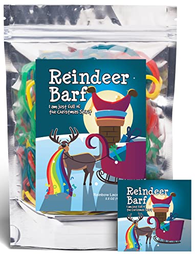 Reindeer Barf Rainbow Lace Licorice Funny Unique Christmas Stocking Stuffer Gag Birthday Girl, Boy and Teens Candy Gift