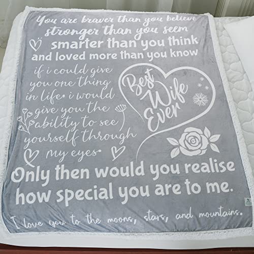 Wife Happy Anniversary Blanket Gifts - Luxurious Throw Blankets with Loving Messages for Birthday Gift for Her | Snuggly Soft Wife Blanket from Husband for Valentine's Day Wife Gifts | 50" X 60"