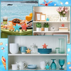 3 Pcs Ocean Beach Tiered Tray Decor Items Mini Summer Wooden Sign Set Farmhouse Rustic Wood Decorative Nautical Baby Shower Decorations for Home Office Bedroom Table Shelf Desk (Starfish)