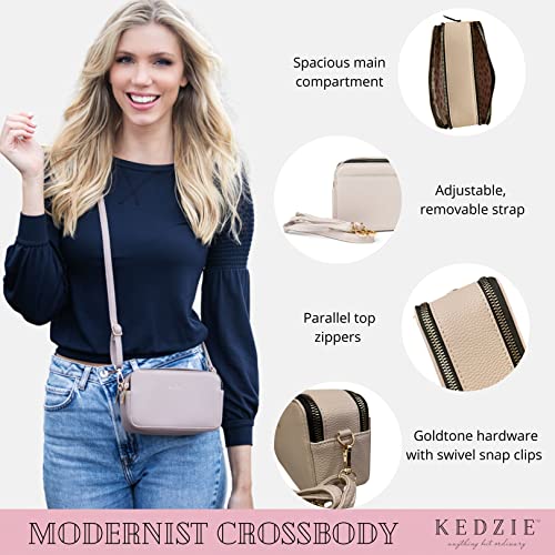 KEDZIE Modernist Vegan Leather Crossbody Shoulder Compact Camera Shape Bag For Women With Adjustable Strap - Navy