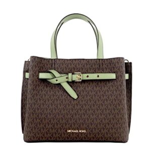 michael kors emilia lg triple compartment signature brown mk light sage