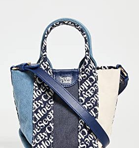 See by Chloe Women's Laetizia Mini Tote Crossbody, Royal Navy, Blue, Print, One Size