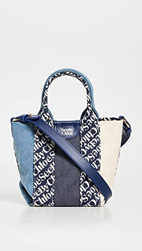 See by Chloe Women's Laetizia Mini Tote Crossbody, Royal Navy, Blue, Print, One Size