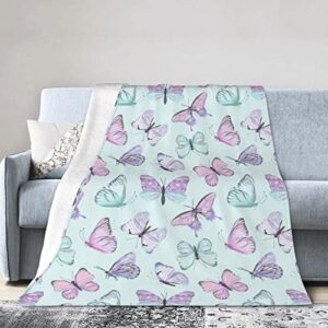 butterfly blanket soft fleece throw blanket cozy fuzzy warm flannel blankets for women men kids for couch bed sofa all season gift 50″x40″