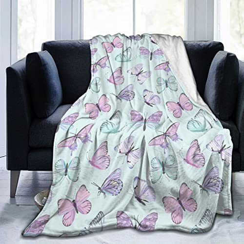 Butterfly Blanket Soft Fleece Throw Blanket Cozy Fuzzy Warm Flannel Blankets for Women Men Kids for Couch Bed Sofa All Season Gift 50"X40"