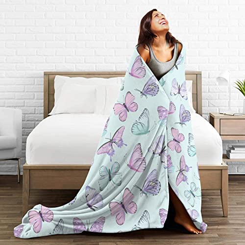 Butterfly Blanket Soft Fleece Throw Blanket Cozy Fuzzy Warm Flannel Blankets for Women Men Kids for Couch Bed Sofa All Season Gift 50"X40"