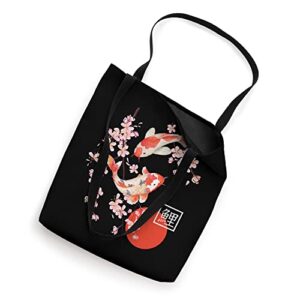 Cherry Blossom Koi Carp Fish Japanese Sakura Graphic Art Tote Bag