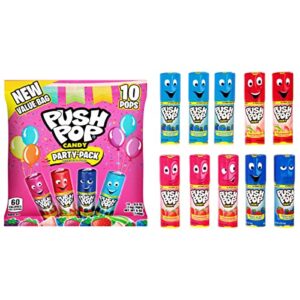 Push Pop Individually Wrapped Lollipop Variety Party Pack - 10 Count Lollipop Suckers in Assorted Flavors - Fun Candy for Parties and Celebrations