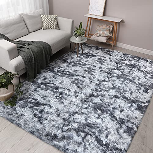 evizen Area Rug 8x10 for Living Room Bedroom, Rug Fluffy Super Soft Shaggy Rugs Washable Durable Living Room Rugs, Plush Rug for Room Decor, Drak Grey