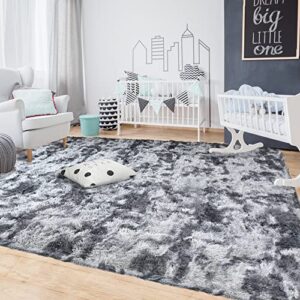 evizen Area Rug 8x10 for Living Room Bedroom, Rug Fluffy Super Soft Shaggy Rugs Washable Durable Living Room Rugs, Plush Rug for Room Decor, Drak Grey