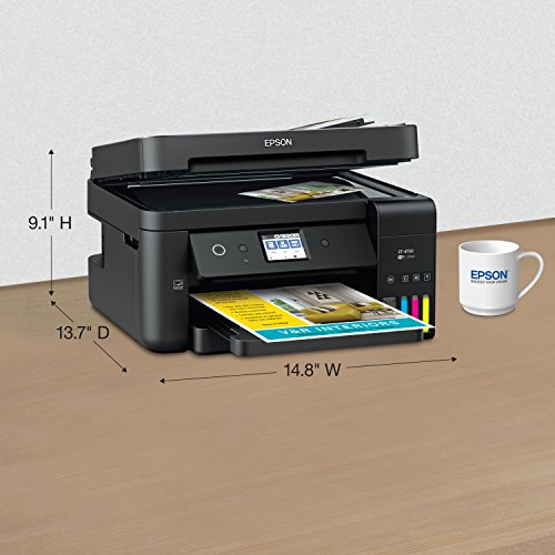 Epson WorkForce ET-4750 EcoTank Wireless Color All-in-One Supertank Printer with Scanner, Copier, Fax and Ethernet