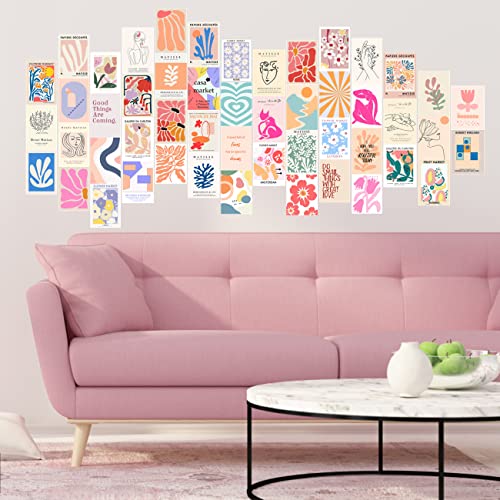 MUCHIC Danish Pastel Room Decor Aesthetic, 50pcs Danish Pastel Wall Collage Aesthetic Pictures - Danish Pastel Posters, Matisse Wall Art Bedroom Decor for Women