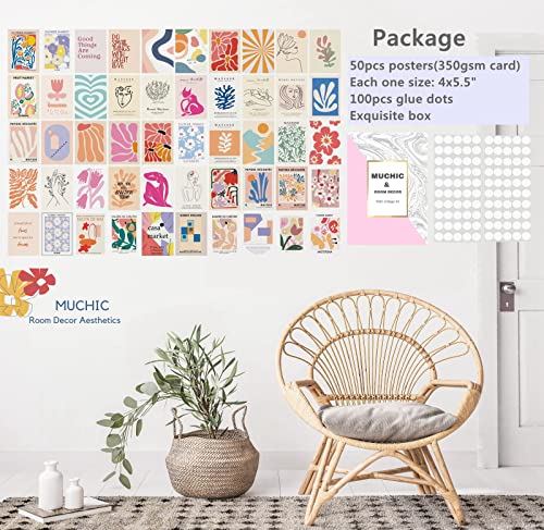 MUCHIC Danish Pastel Room Decor Aesthetic, 50pcs Danish Pastel Wall Collage Aesthetic Pictures - Danish Pastel Posters, Matisse Wall Art Bedroom Decor for Women